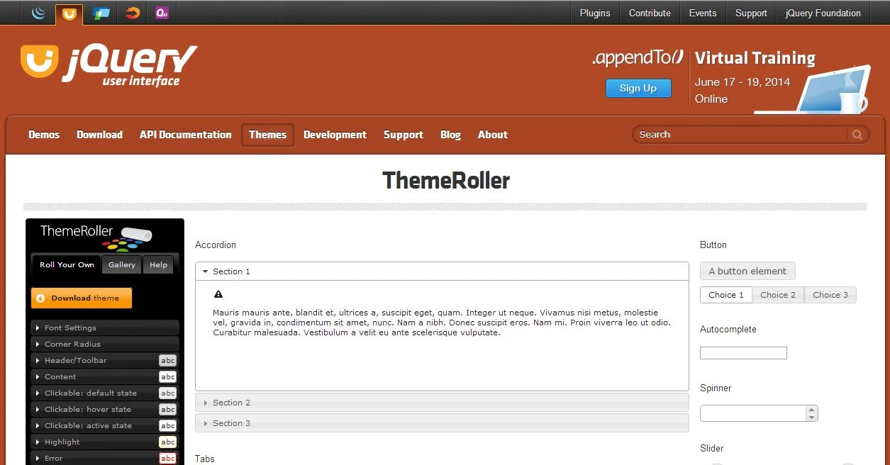 jQuery UI テーマ - 自定义网站外观 - ITチュートリアル